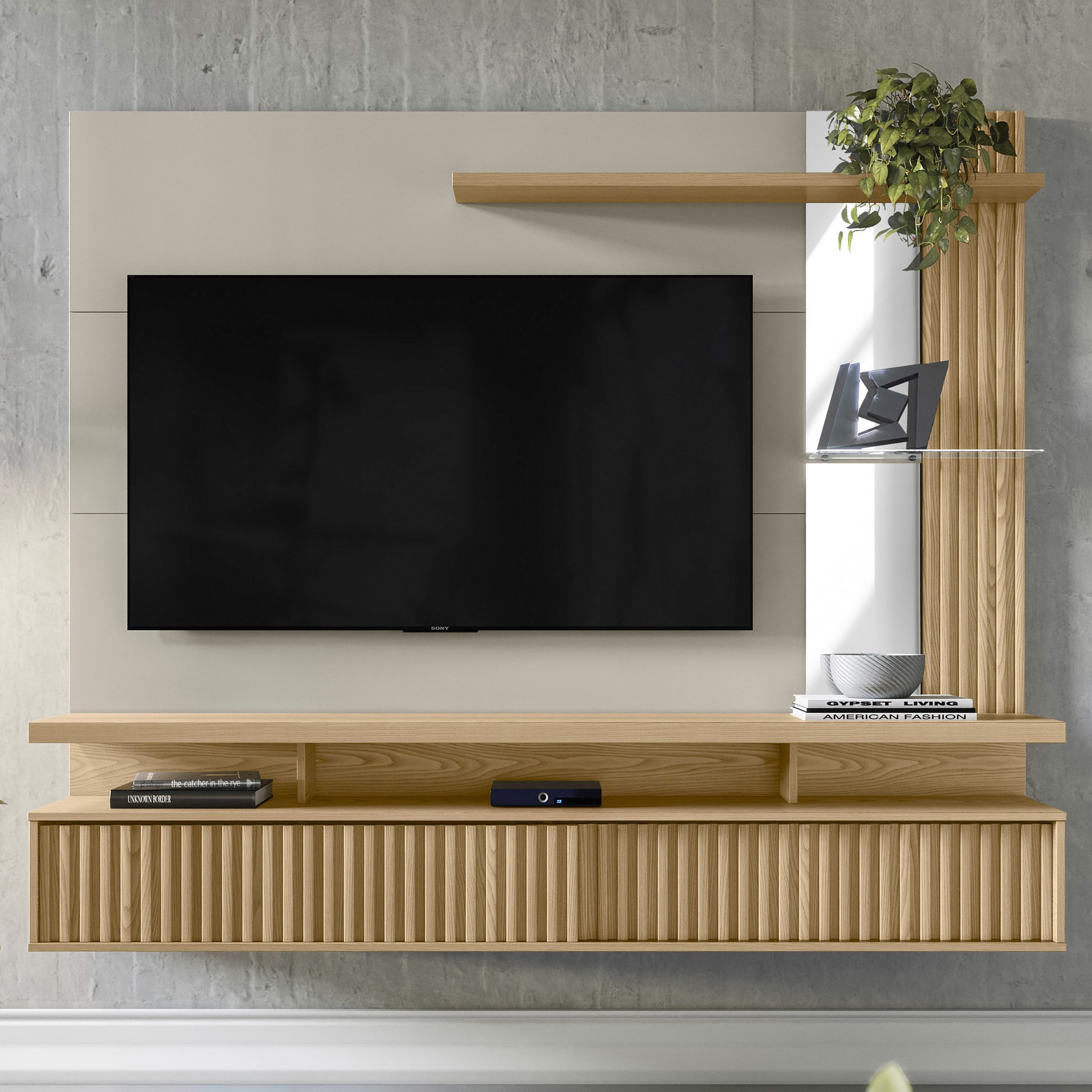 Painel Home para TV até 60 Polegadas com Ripado Maragogi | MadeiraMadeira